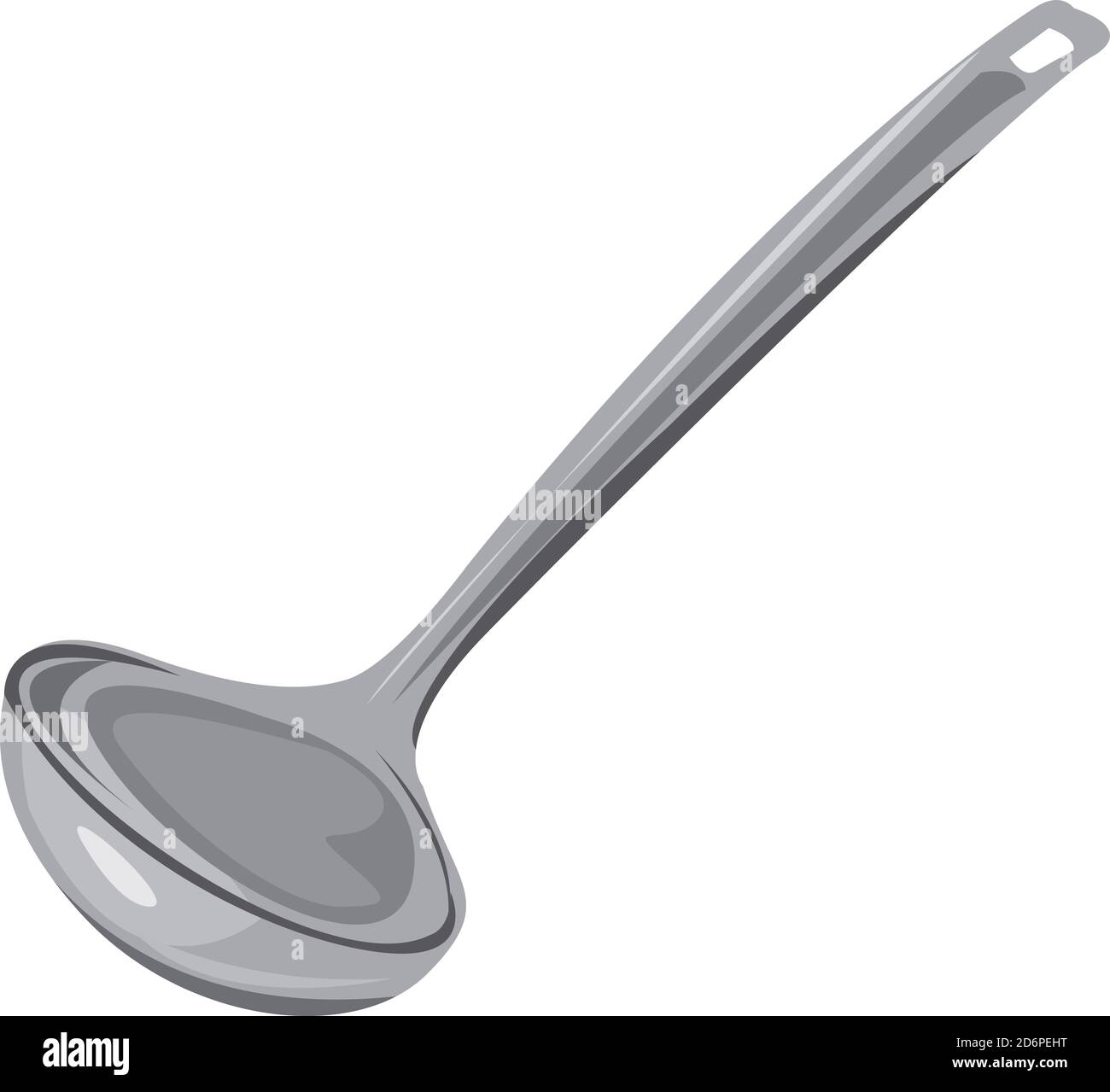 Silver ladle, illustration, vector on white background Stock Vector ...