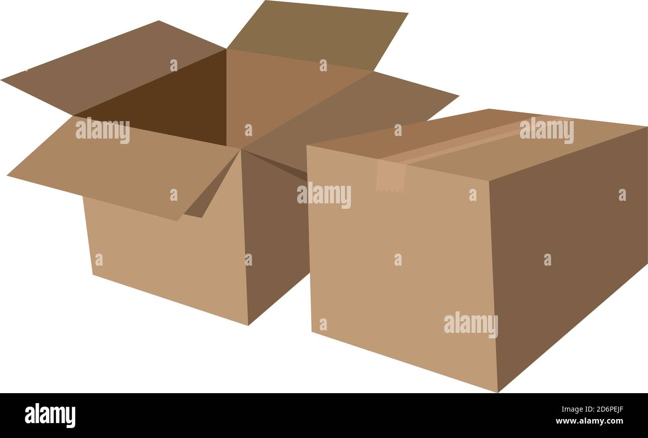 Cardboard boxes, illustration, vector on white background Stock Vector ...