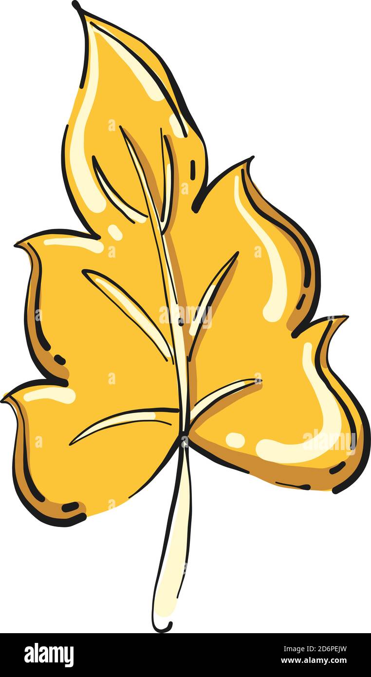Yellow leaf, illustration, vector on white background Stock Vector ...