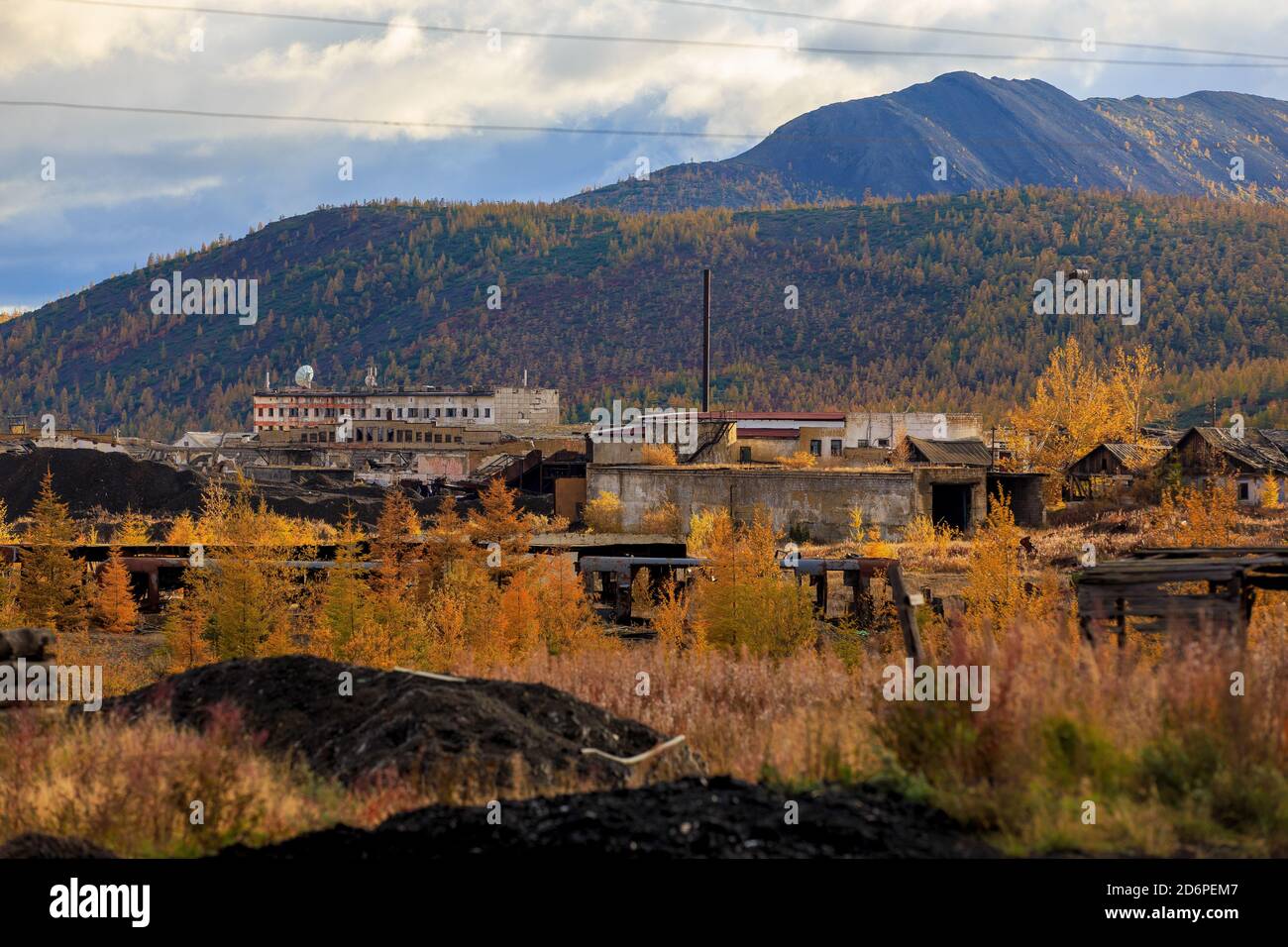 An abandoned gold mining enterprise in the tundra of Russia. Abandoned ...