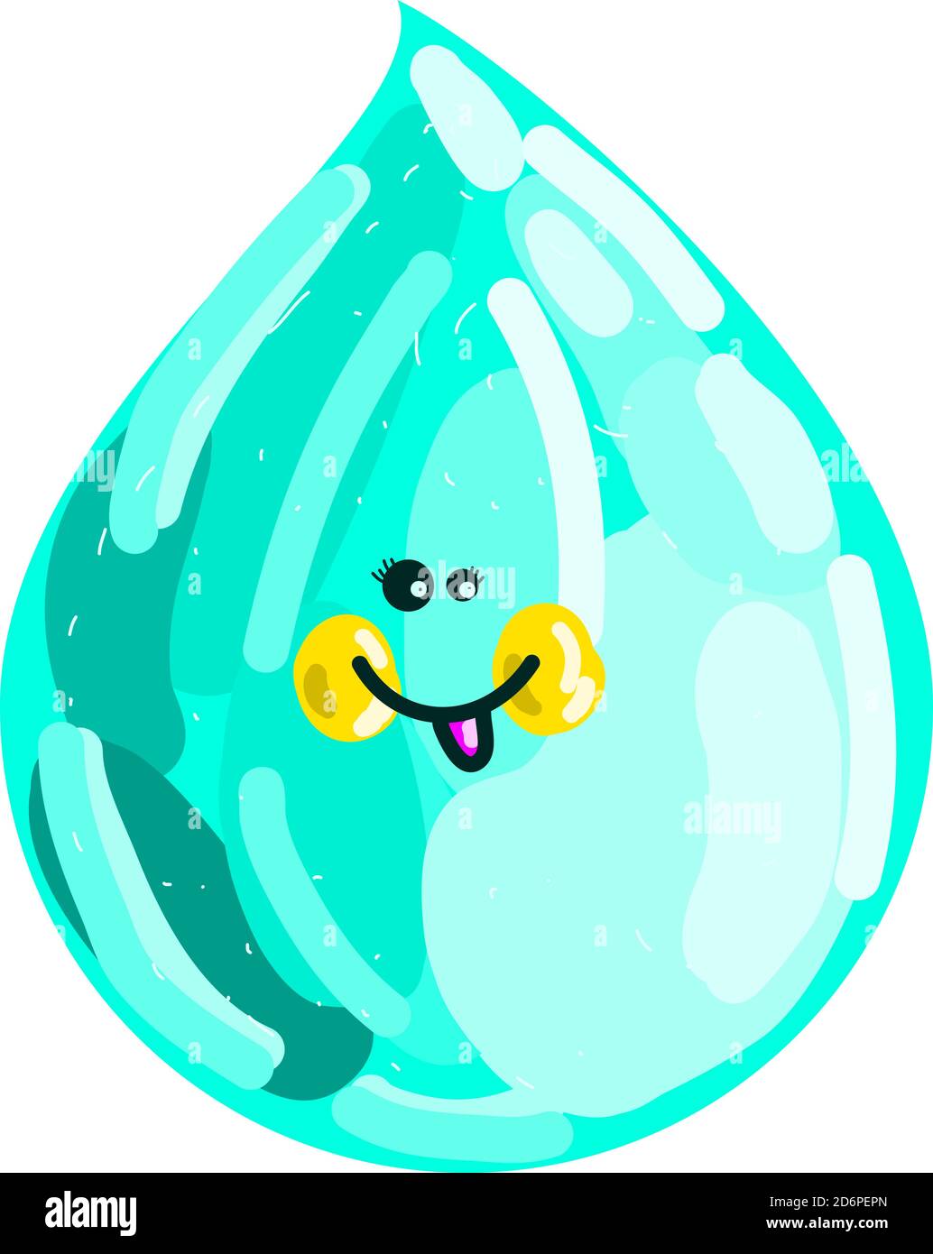 Water drop with a face, illustration, vector on white background Stock ...