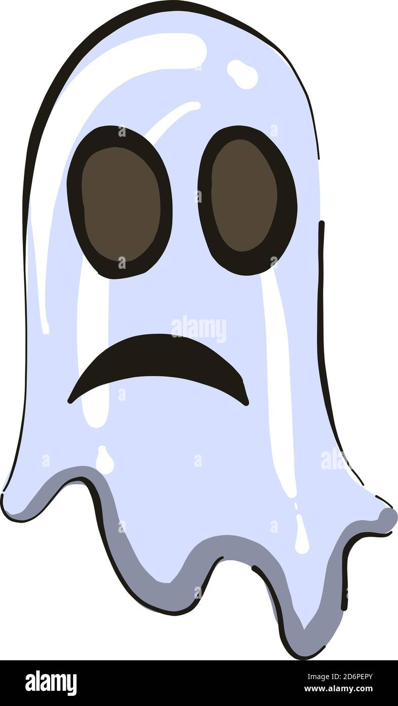 Sad white spirit, illustration, vector on white background Stock Vector ...