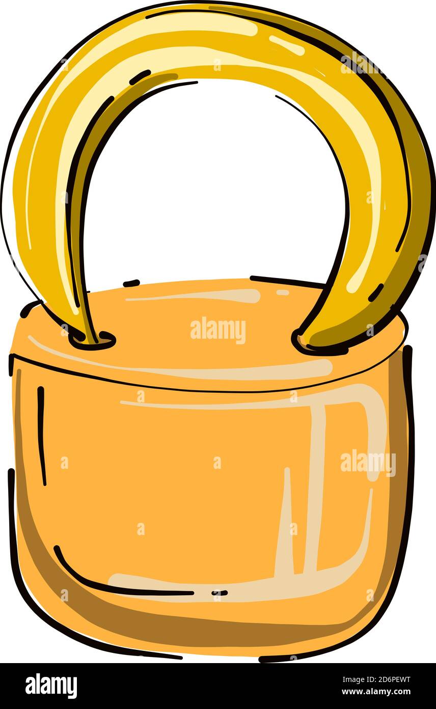 Yellow lock, illustration, vector on white background Stock Vector ...
