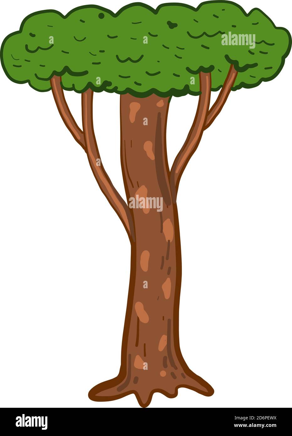 Tall round tree, illustration, vector on white background Stock Vector ...