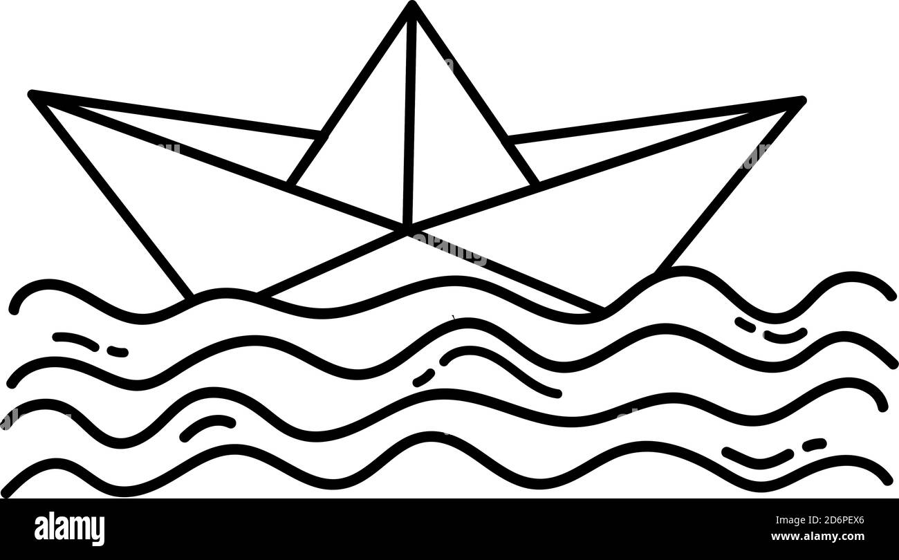 Paper boat, illustration, vector on white background Stock Vector Image ...