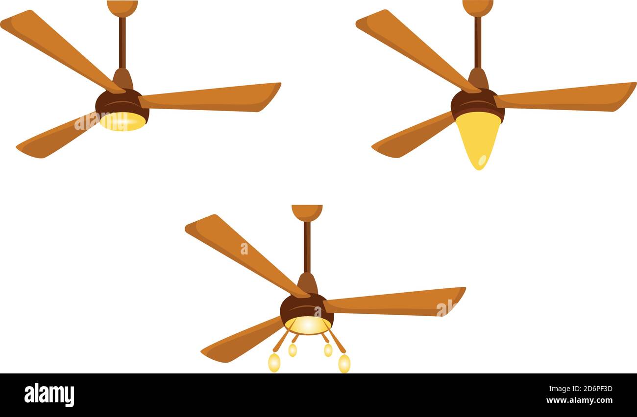 Ceilling fans with lights, illustration, vector on white background ...