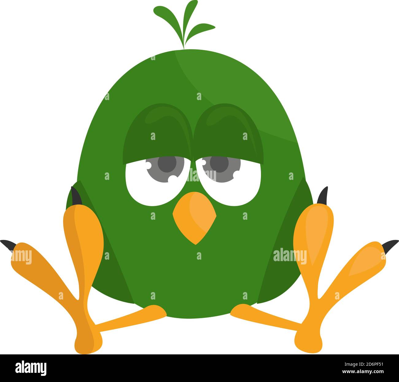 Tired green bird, illustration, vector on white background Stock Vector ...