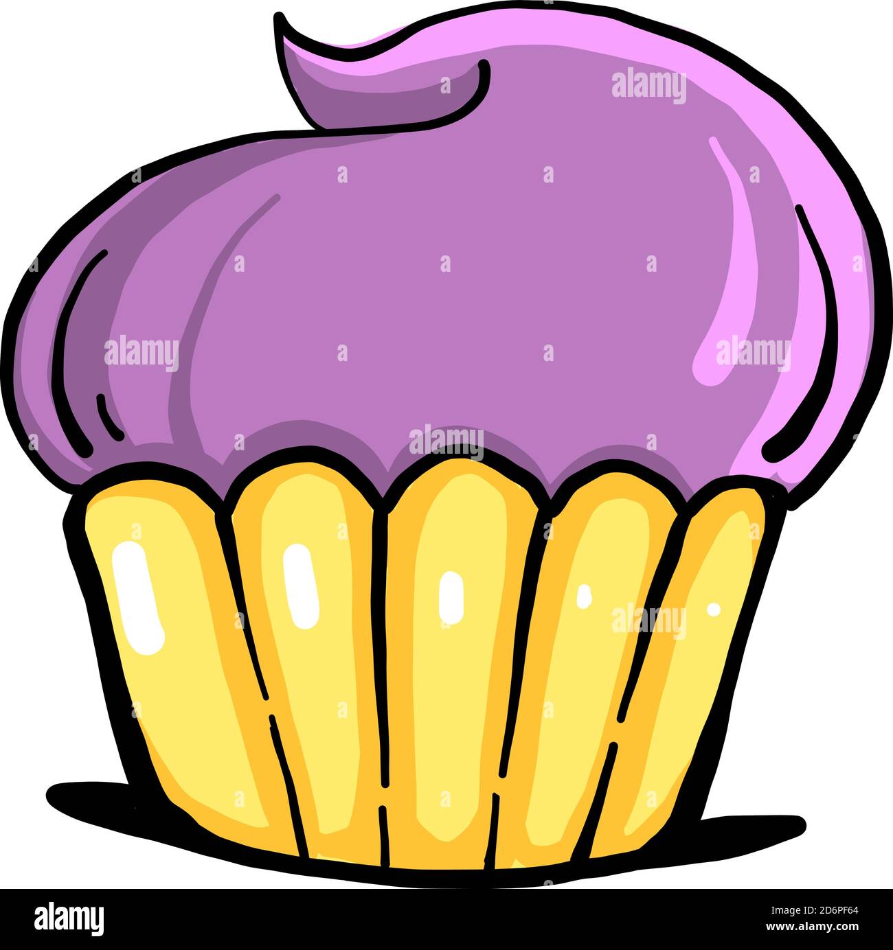 Purple cupcake, illustration, vector on white background Stock Vector ...