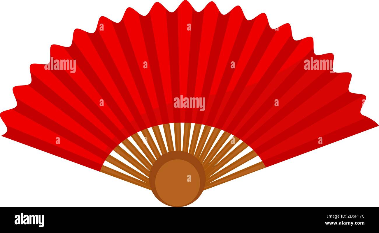 Red hand fan, illustration, vector on white background Stock Vector ...