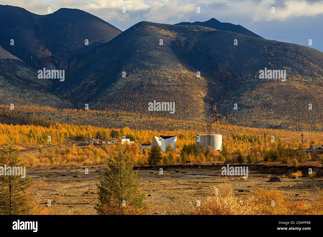 An abandoned gold mining enterprise in the tundra of Russia. Abandoned ...