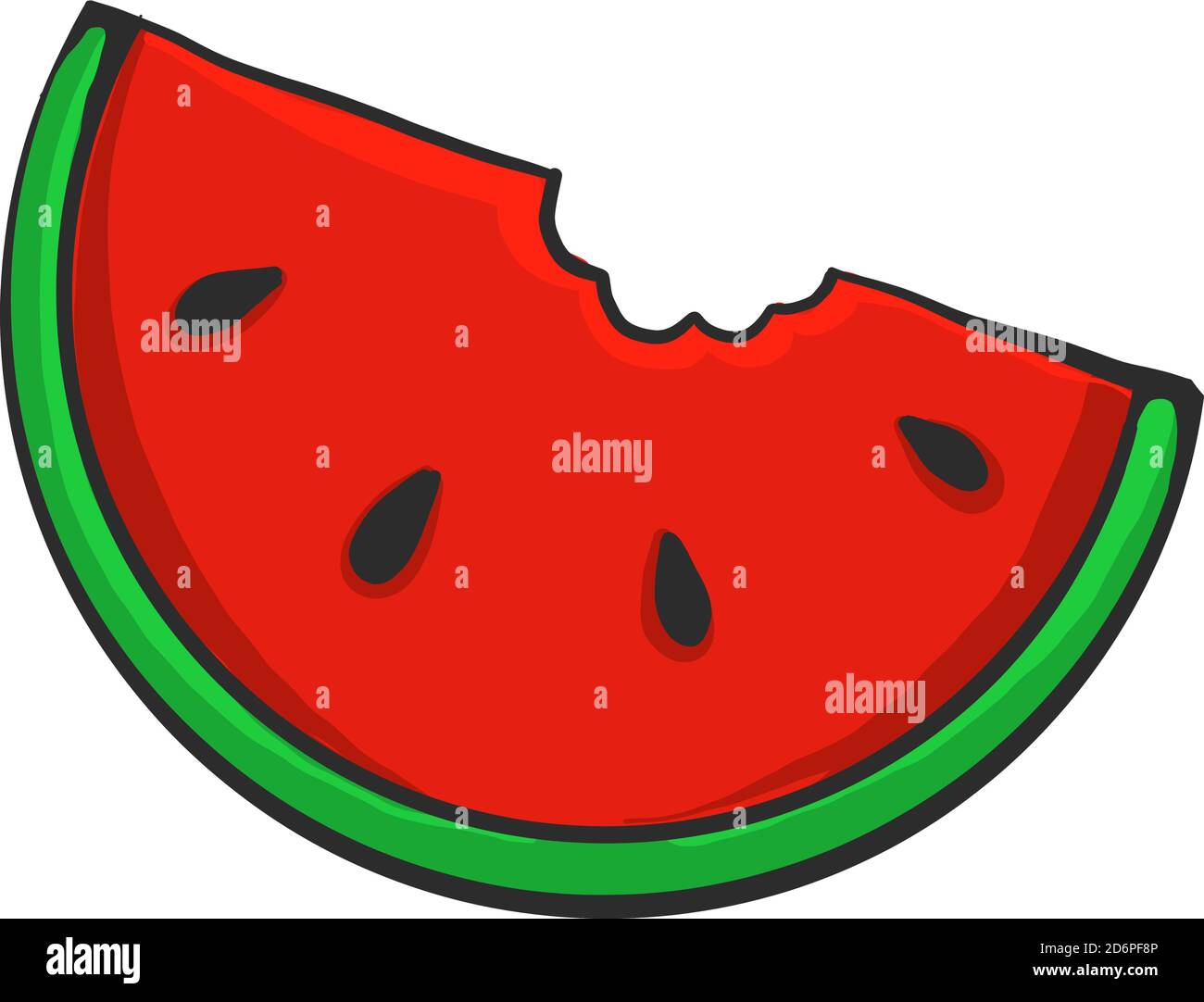 Bitten watermelon, illustration, vector on white background Stock ...