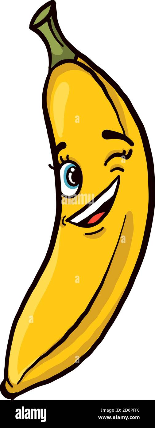 Yellow banana winking, illustration, vector on white background Stock ...