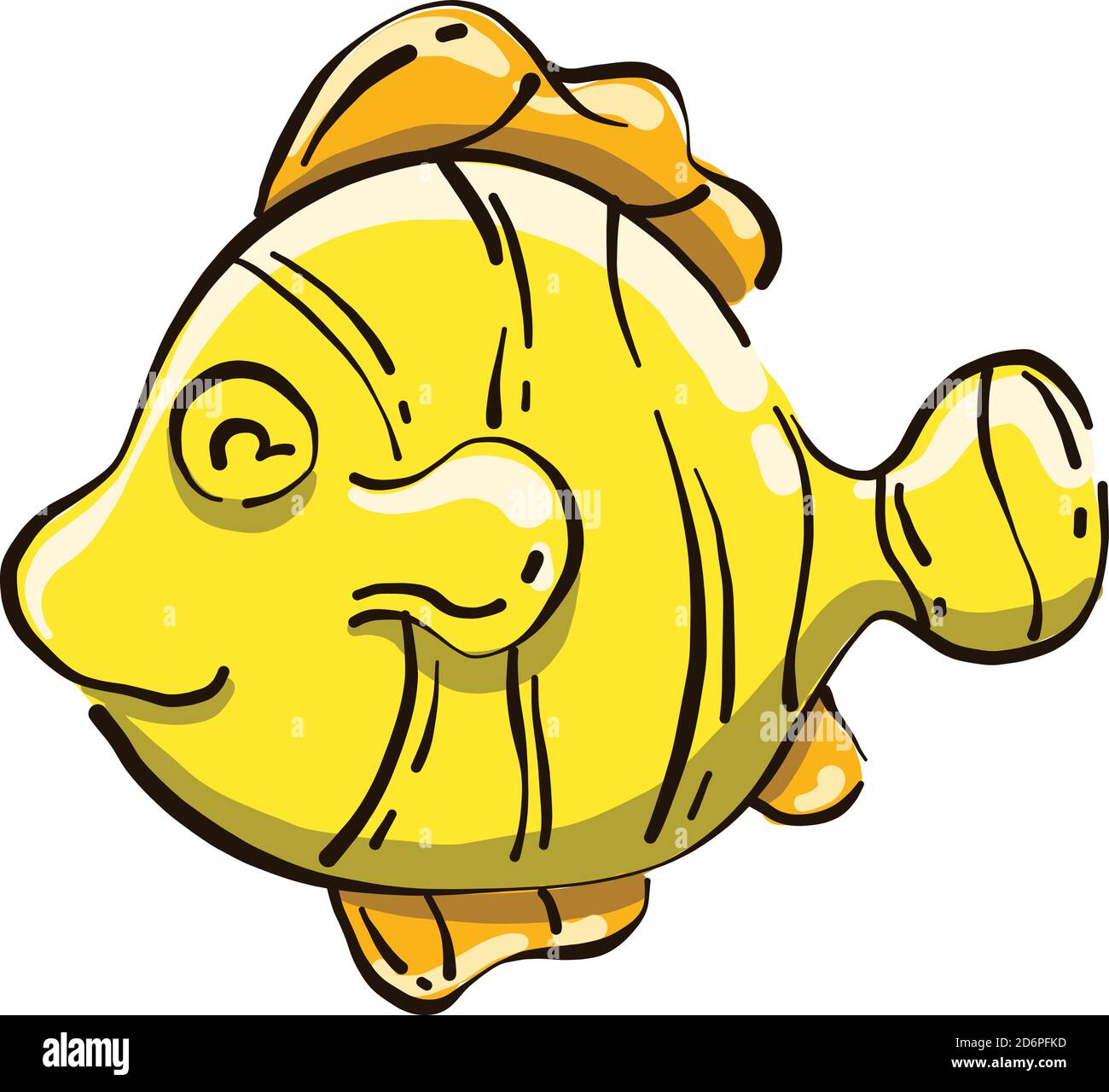 Yellow fish, illustration, vector on white background Stock Vector ...