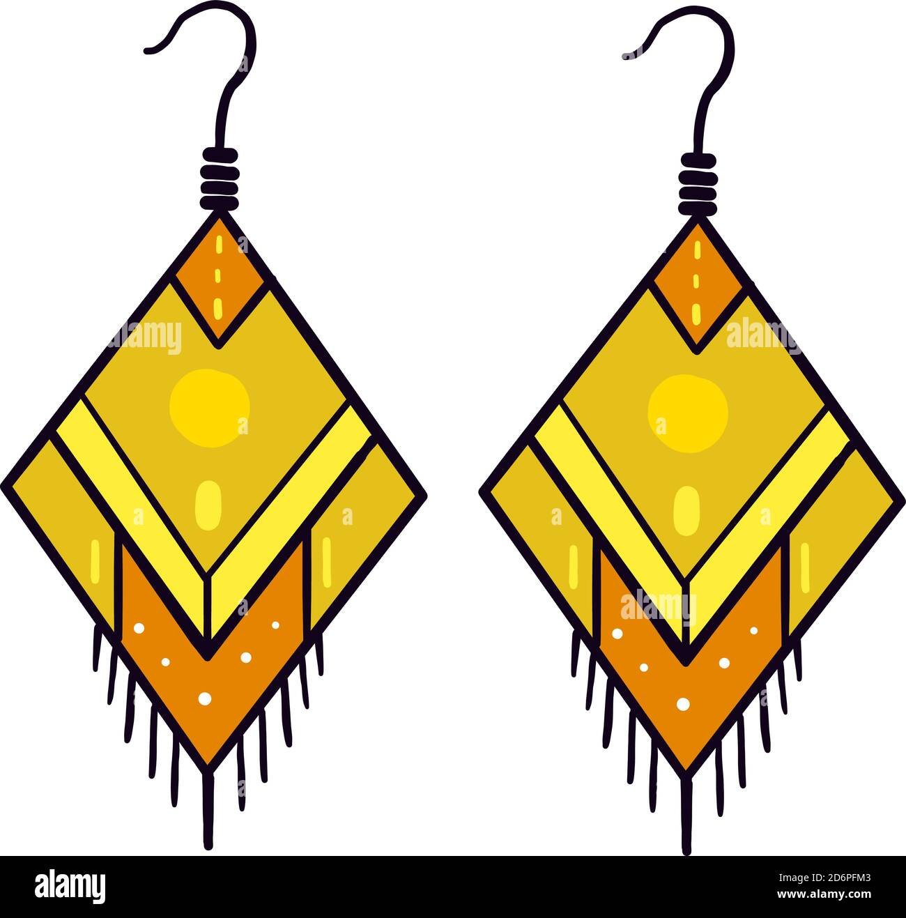 Yellow triangle earrings, illustration, vector on white background ...