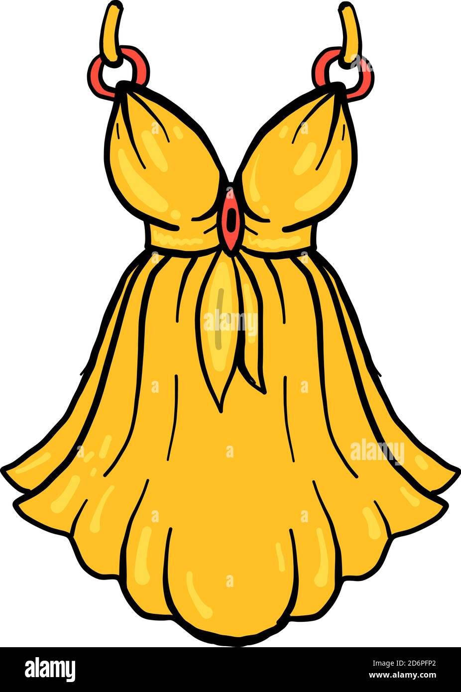 Yellow night dress, illustration, vector on white background Stock ...