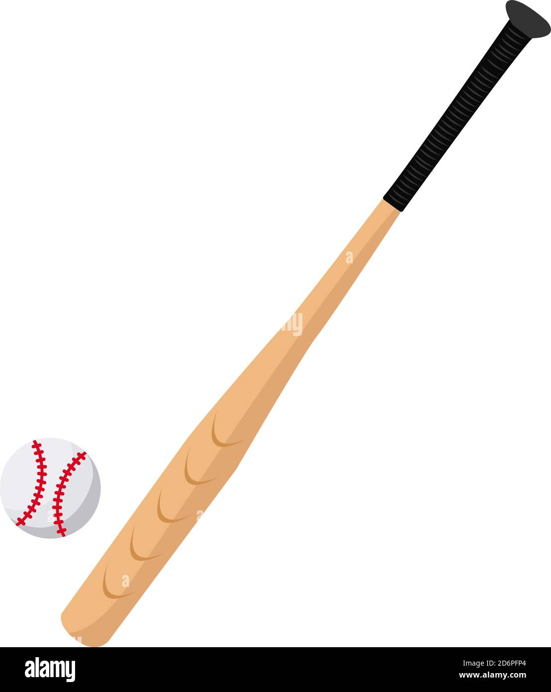 Baseball bat with a ball, illustration, vector on white background ...