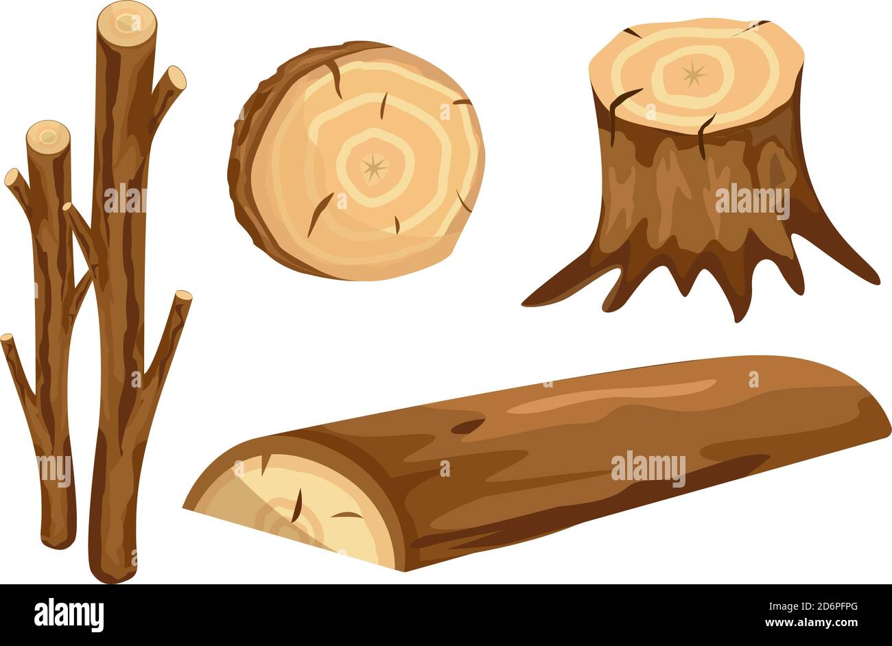 Wooden cut piece, illustration, vector on white background Stock Vector ...