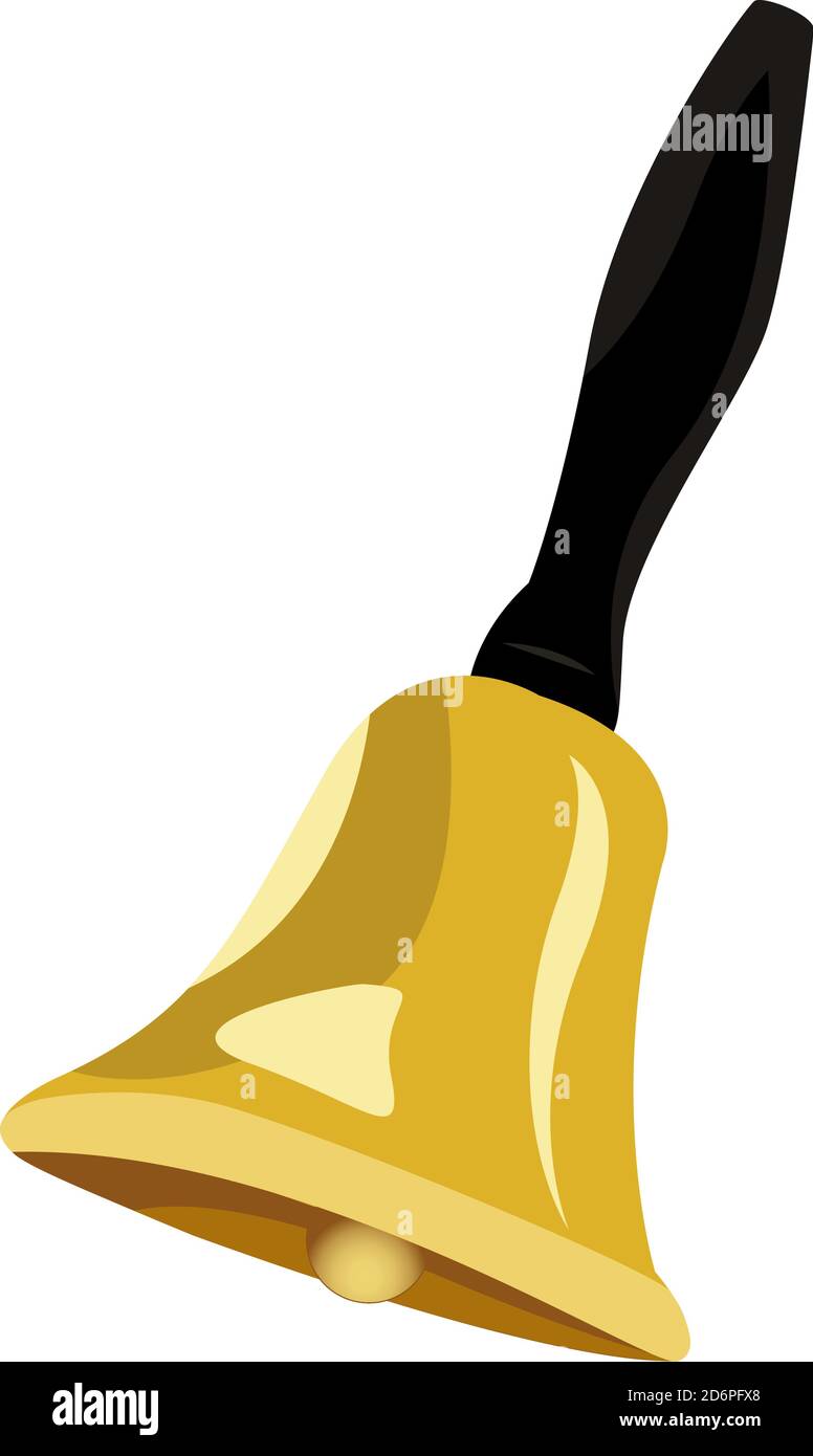 Hand bell, illustration, vector on white background Stock Vector Image ...
