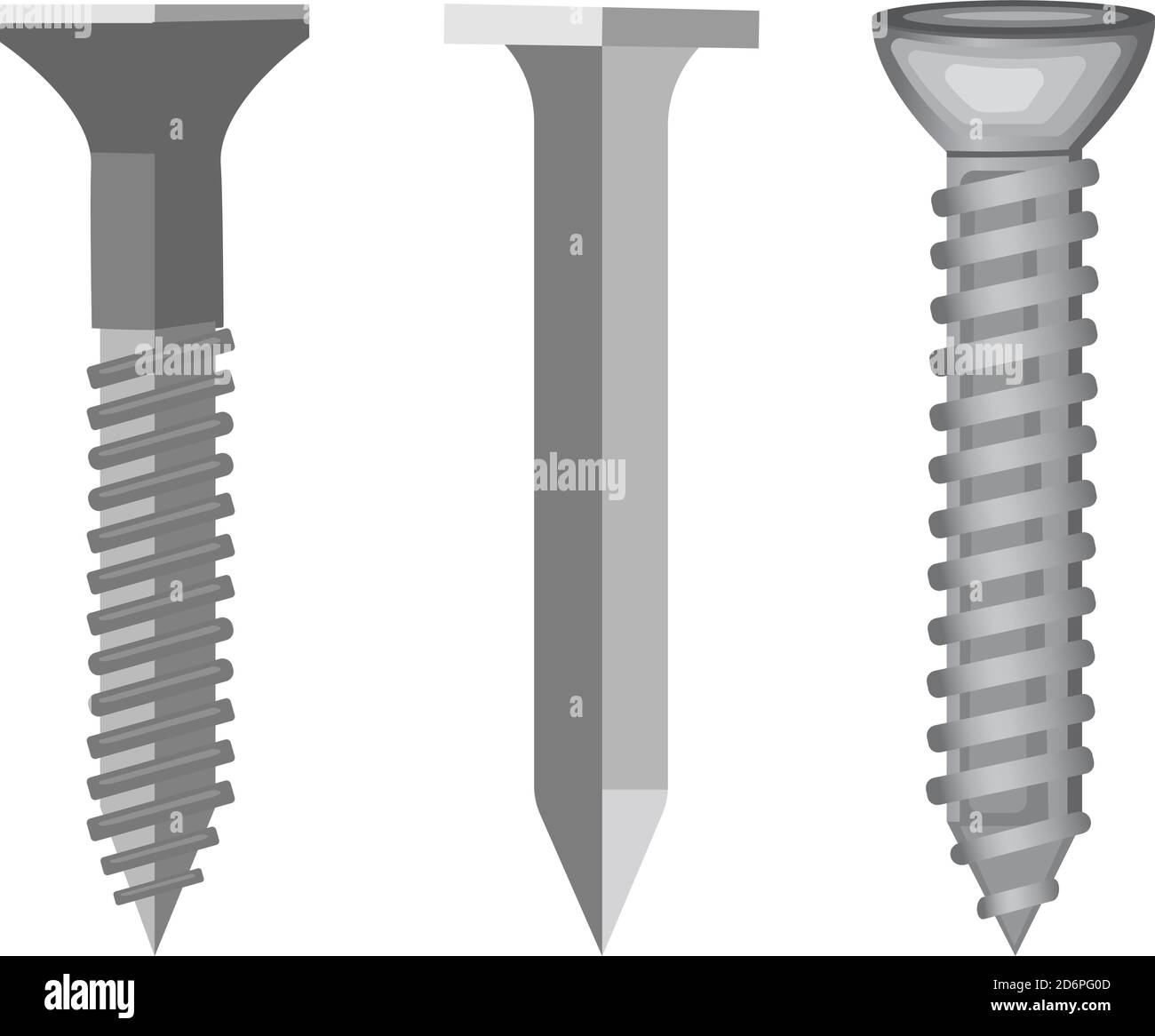 Three screws, illustration, vector on white background Stock Vector ...
