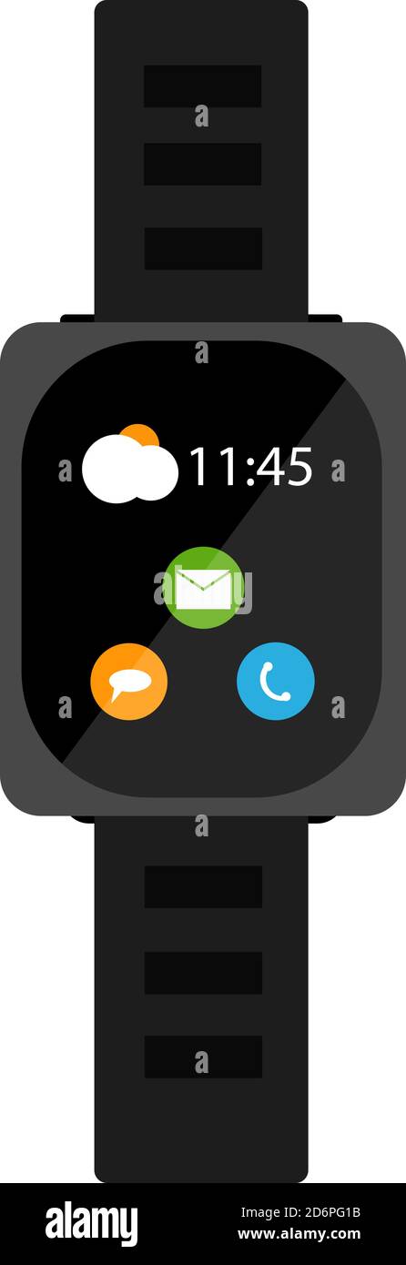 Smart watch, illustration, vector on white background Stock Vector ...