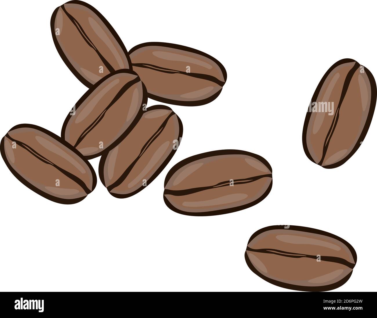 Whole coffee beans, illustration, vector on white background Stock ...
