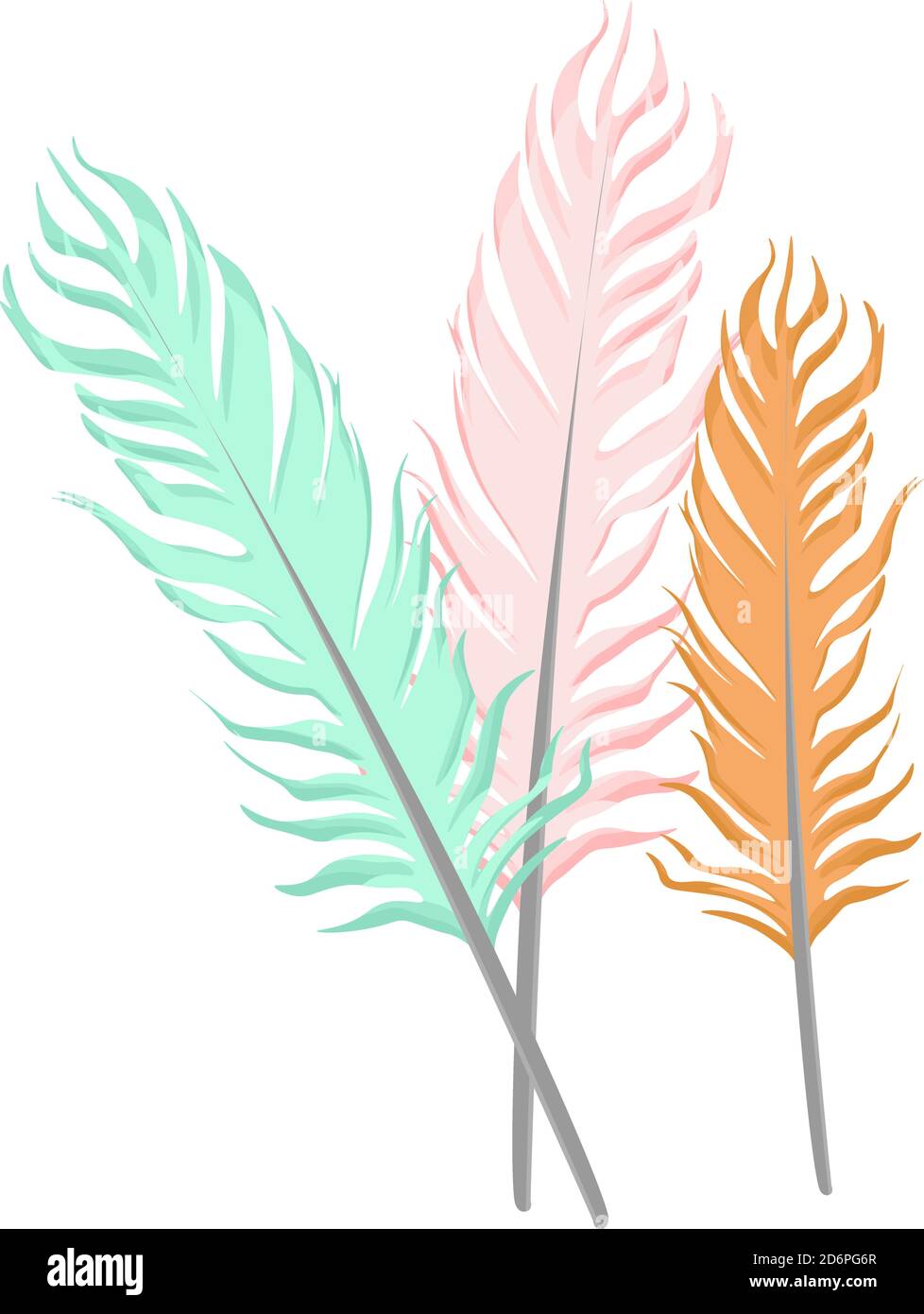 Pretty feathers, illustration, vector on white background Stock Vector ...