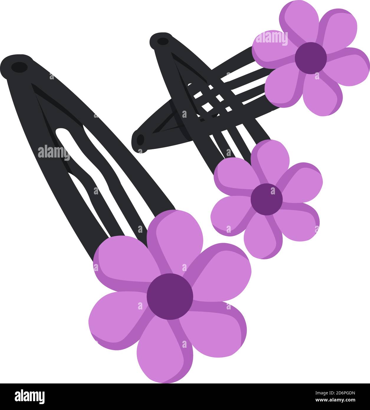 Flower hair clips, illustration, vector on white background Stock ...
