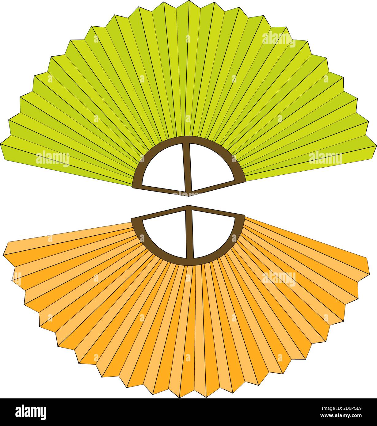 Two hand fans, illustration, vector on white background Stock Vector ...