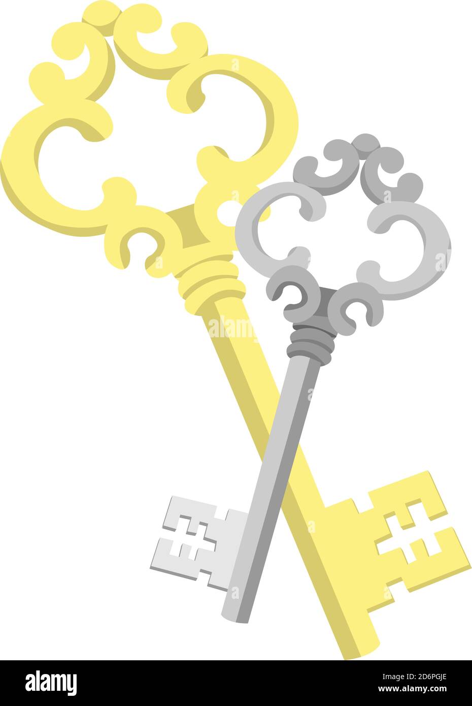 Two keys, illustration, vector on white background Stock Vector Image ...
