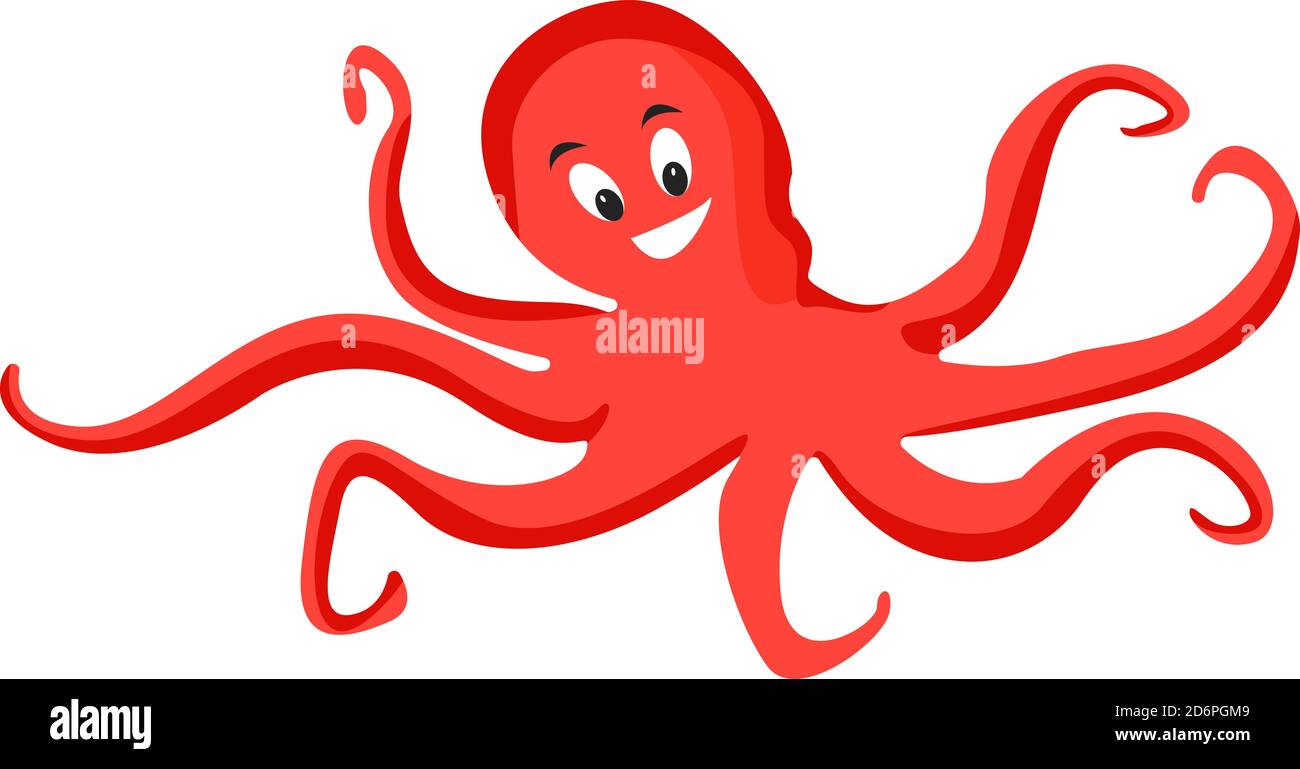 Happy octopus, illustration, vector on white background Stock Vector ...