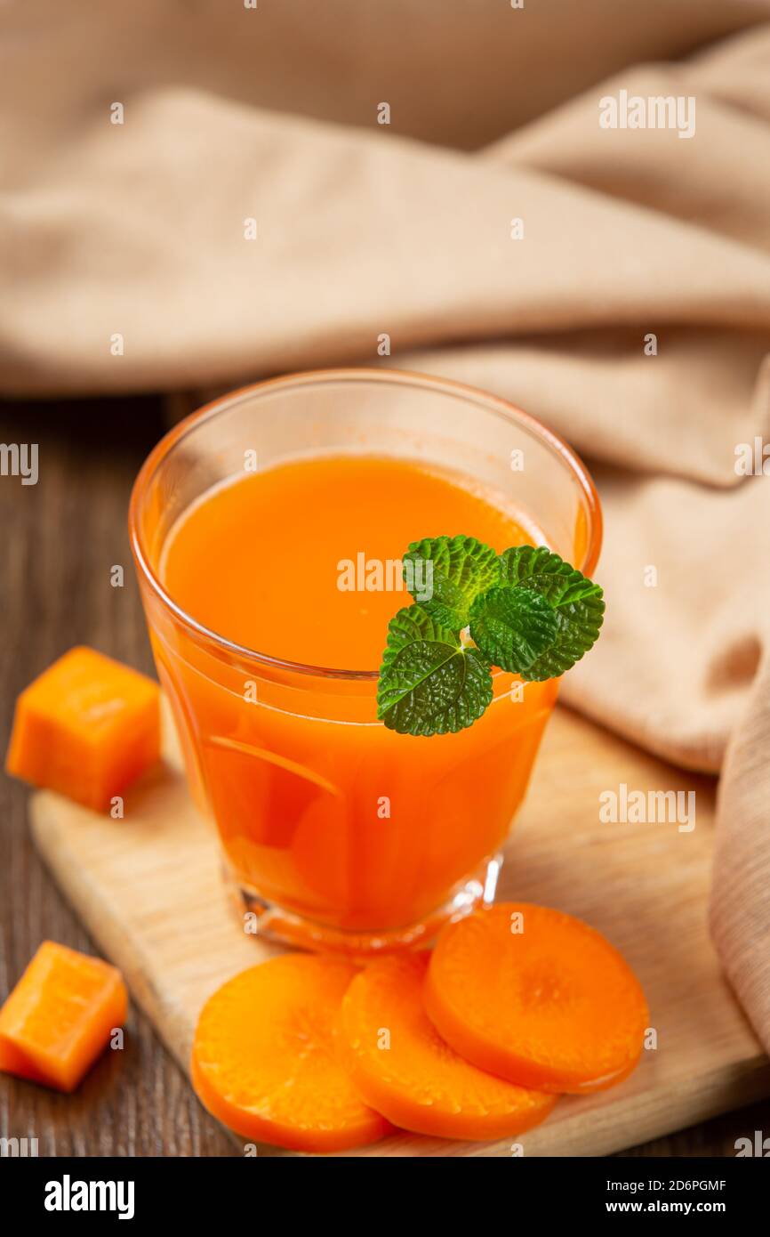 Healthy drink, fresh carrot juice Stock Photo - Alamy