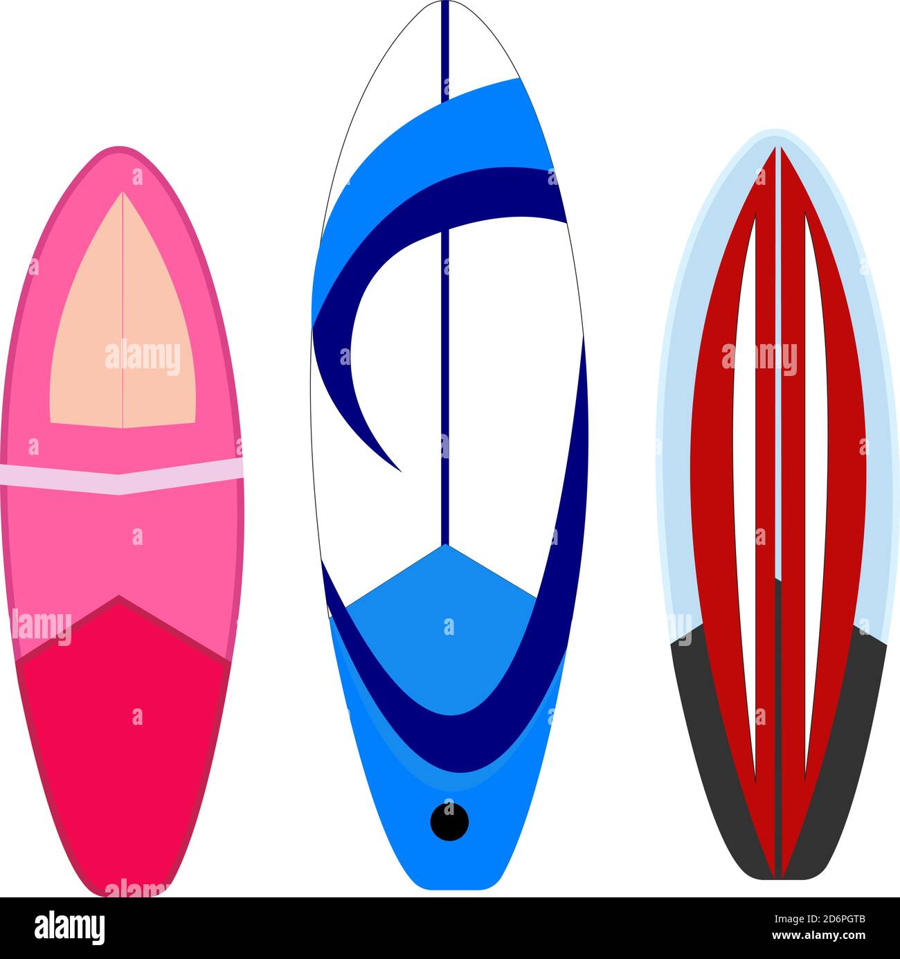 Colorful Surfing boards, illustration, vector on white background Stock ...