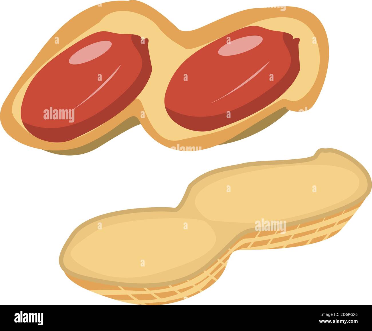 Peanuts in shells, illustration, vector on white background Stock ...