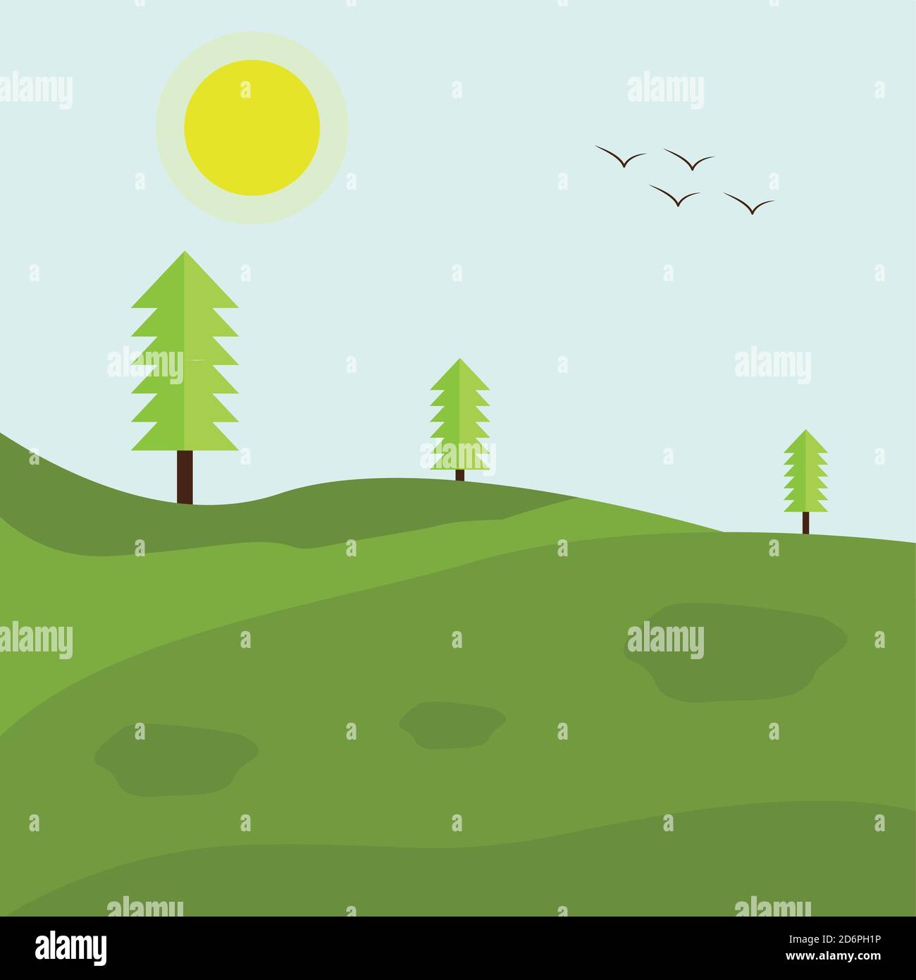 Hills and trees ,illustration, vector on white background Stock Vector ...