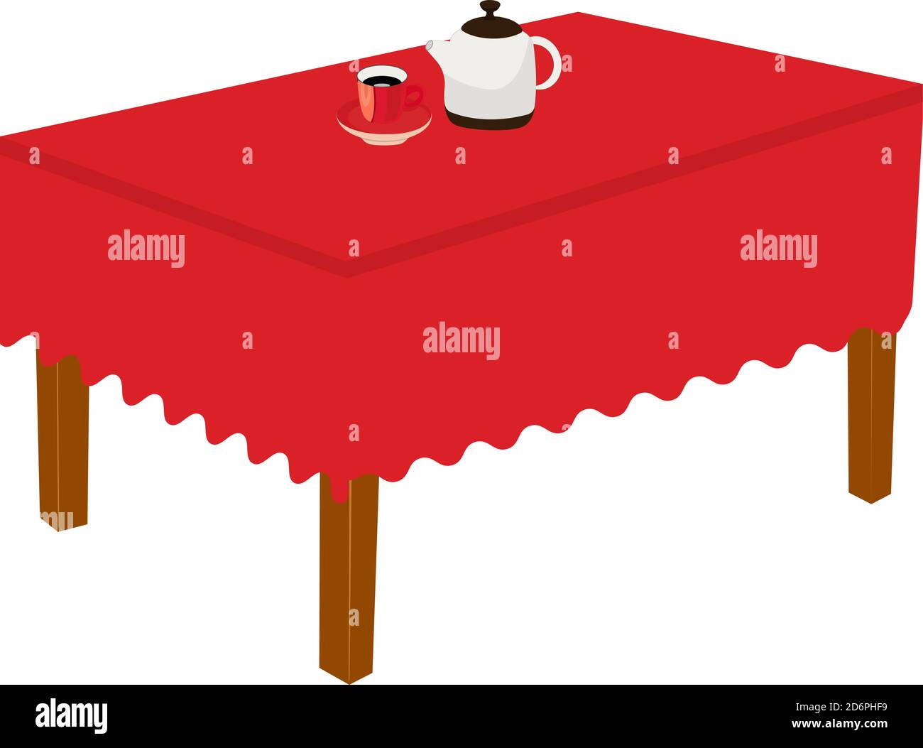 Red table cloth, illustration, vector on white background Stock Vector ...