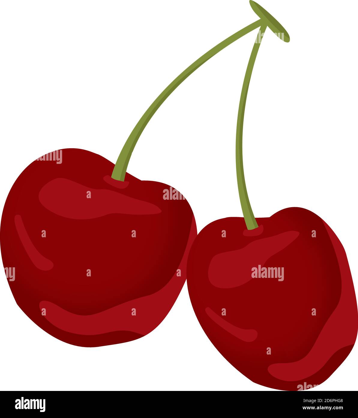 Two cherries ,illustration, vector on white background Stock Vector ...