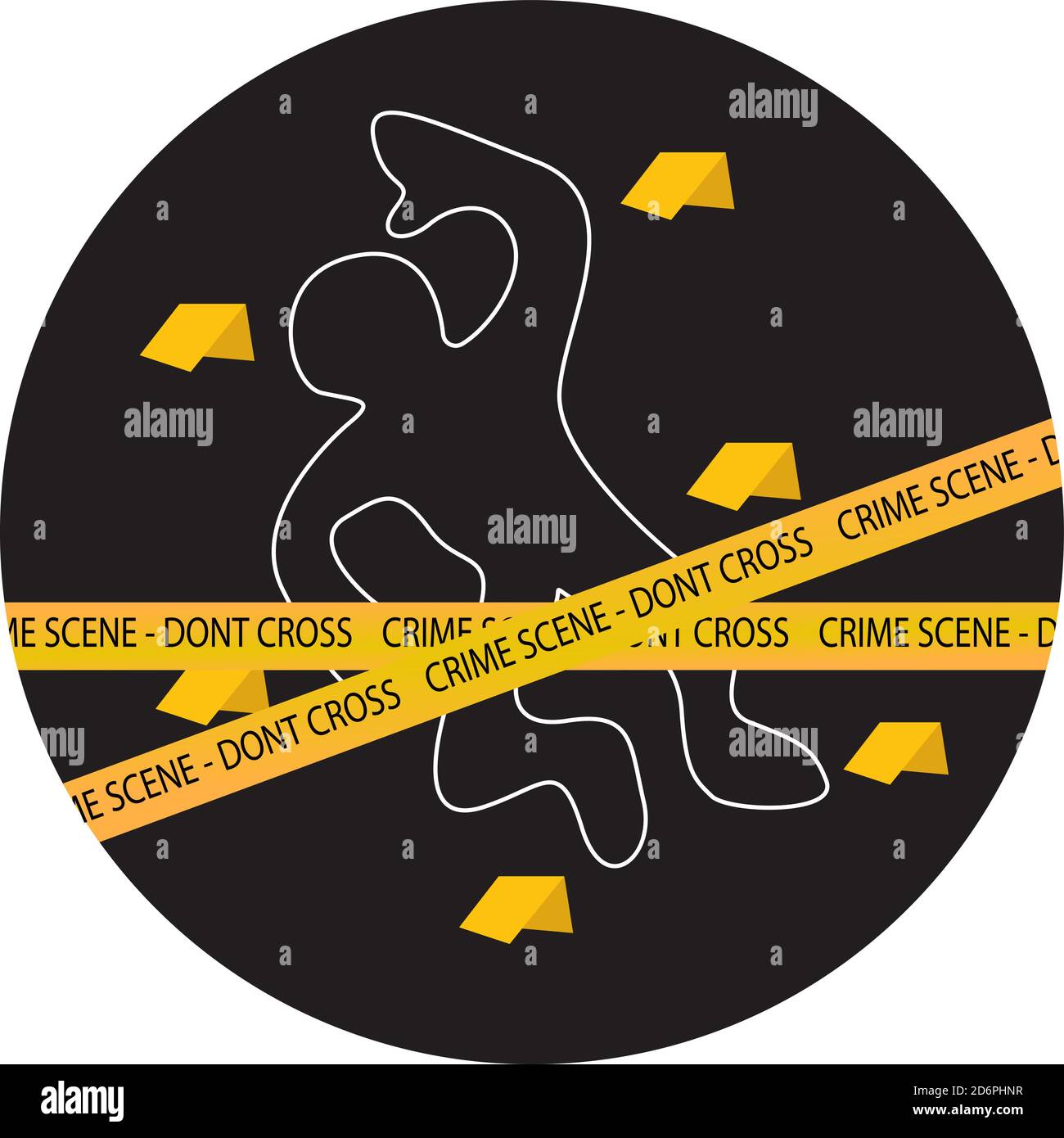 Chalk outline of the murder victim Cut Out Stock Images & Pictures - Alamy