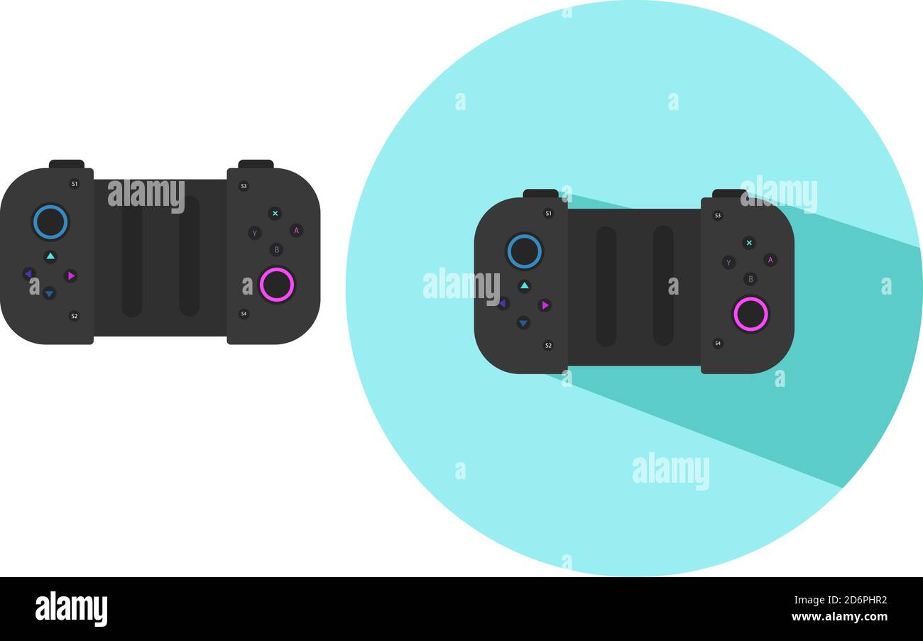 Black game controller,illustration, vector on white background Stock ...