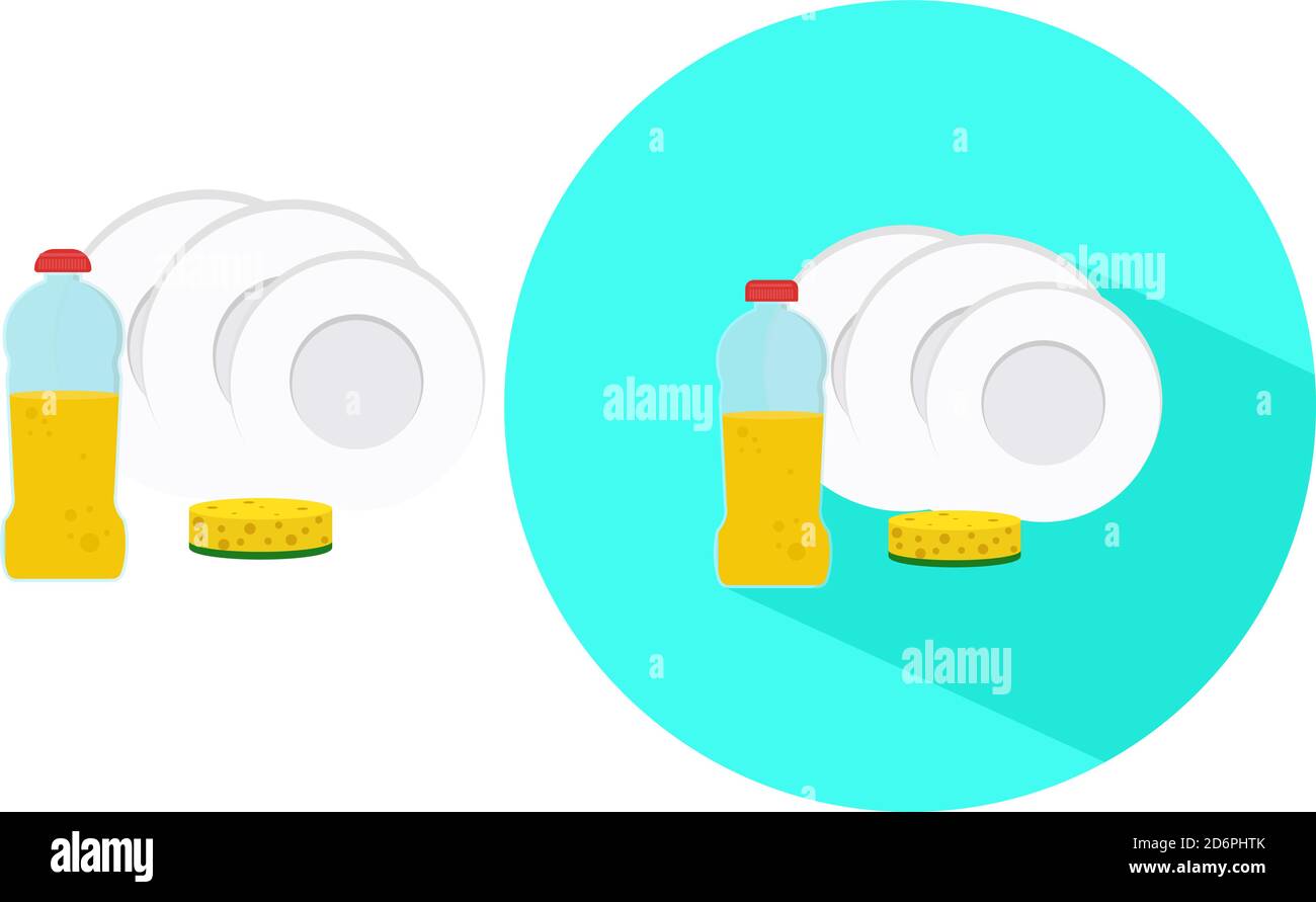 Dish washing ,illustration, vector on white background Stock Vector ...