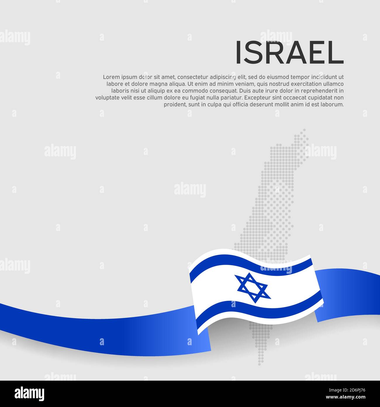 Israel wavy flag and mosaic map on white background. Color wavy ribbons ...