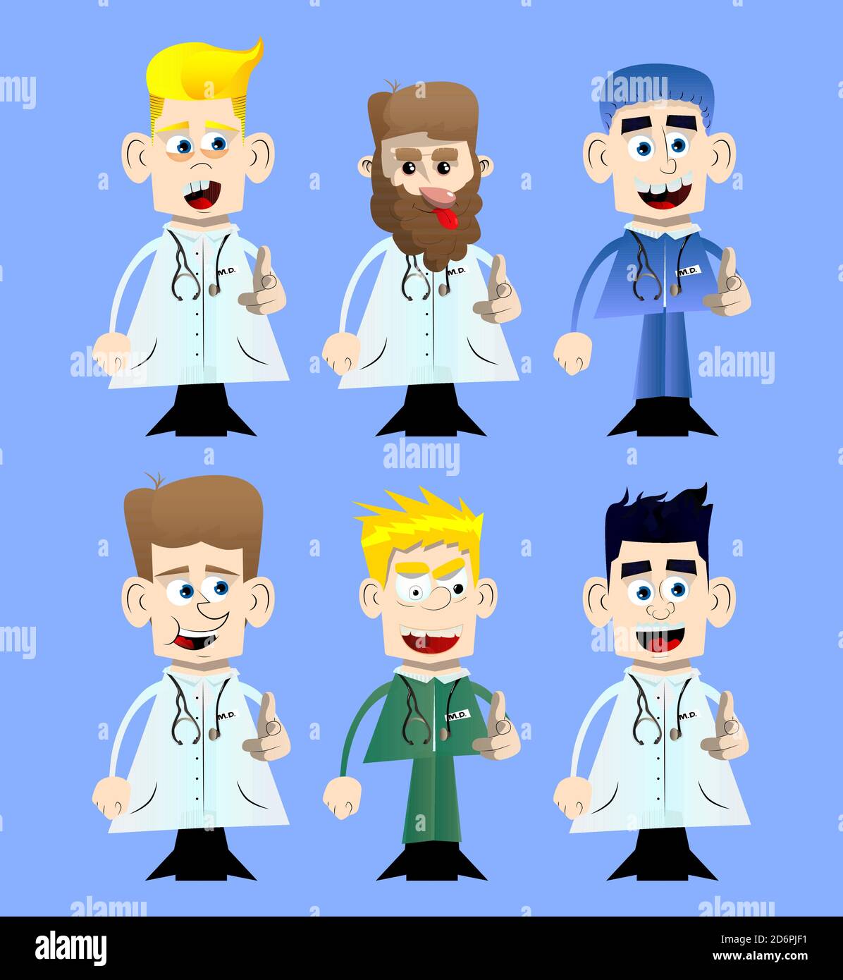 Funny cartoon doctor pointing at the viewer with his hand. Vector ...