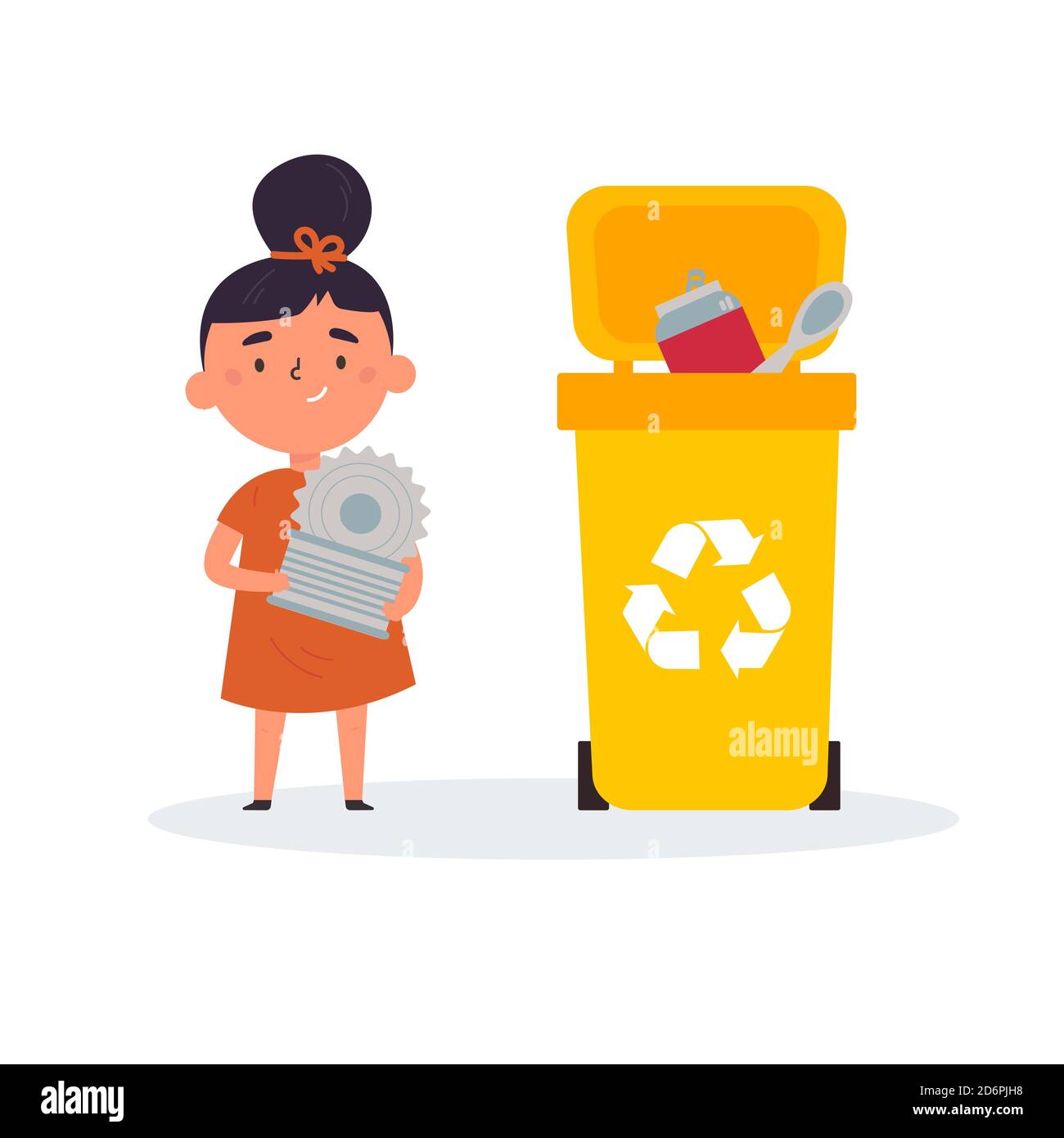 Cute girl sorting trash and garbage for recycling Stock Vector Image ...