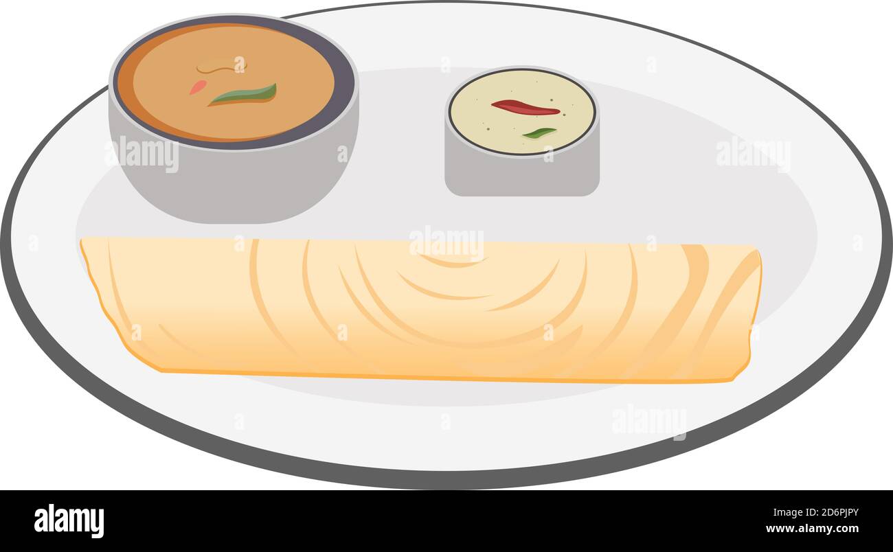 Delicious dosa,illustration, vector on white background Stock Vector ...