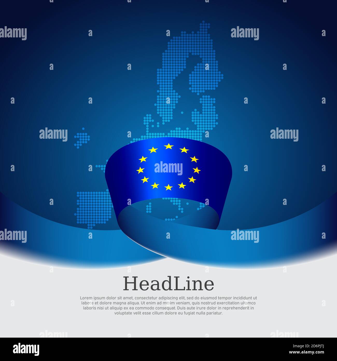 European union flag with mosaic map on a white background. European ...