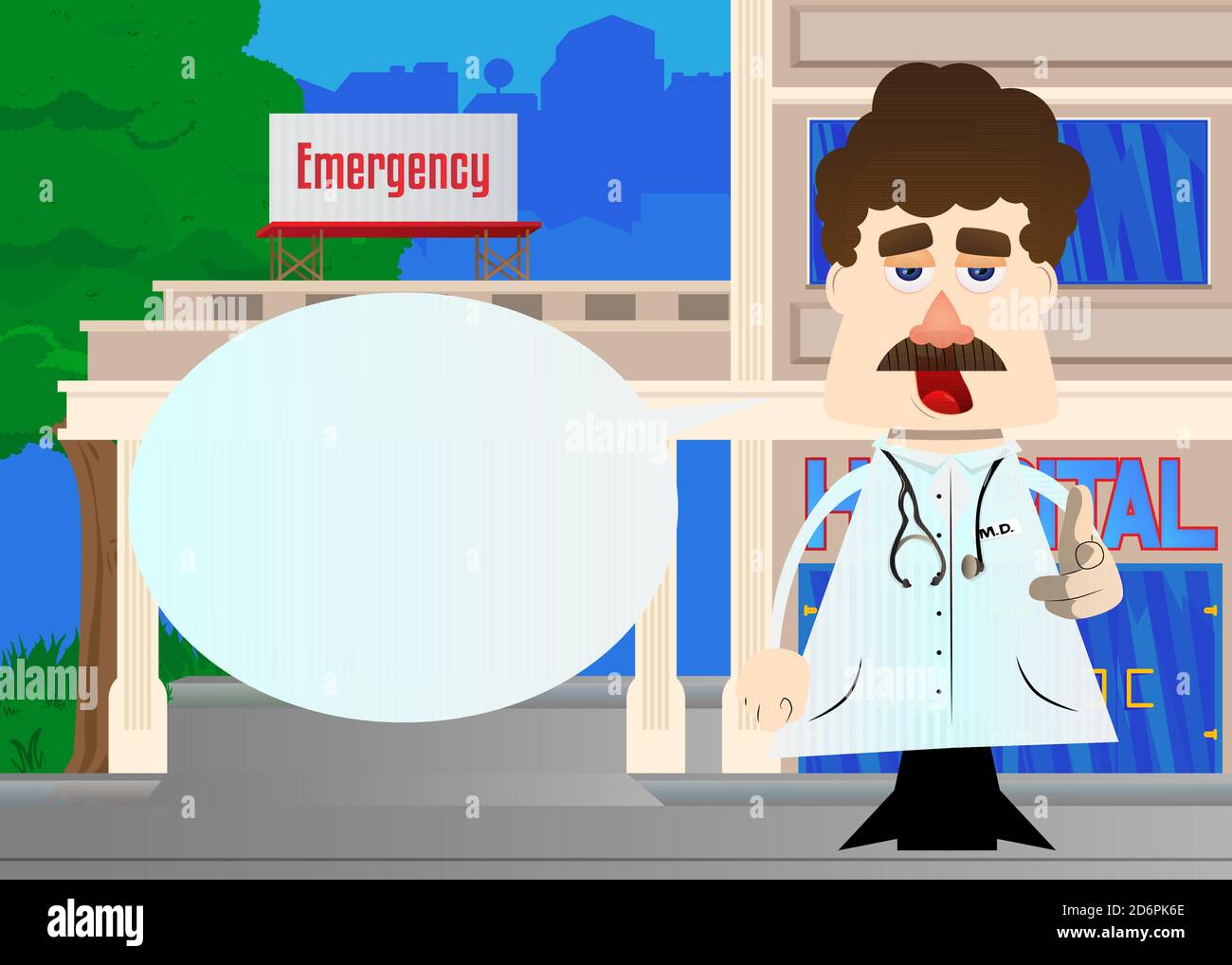 Funny cartoon doctor pointing at the viewer with his hand. Vector ...