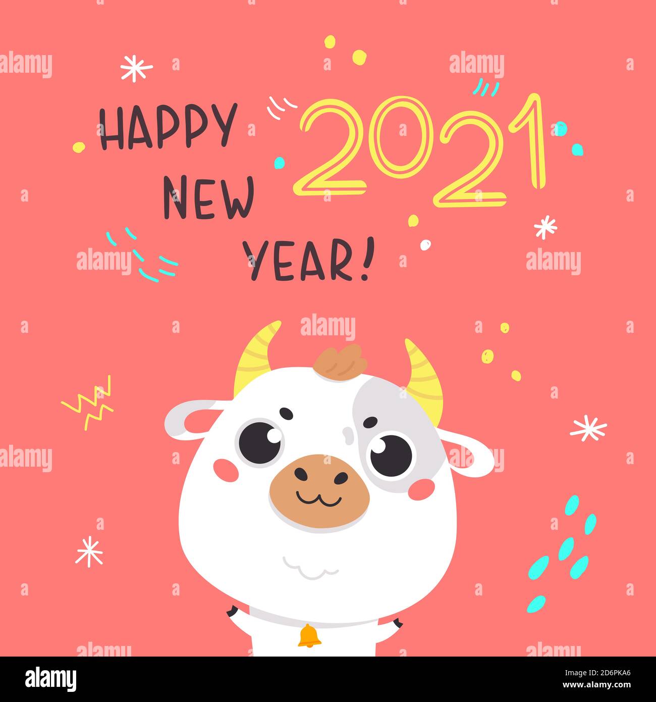 Cute cartoon ox with lettering Stock Vector Image & Art - Alamy
