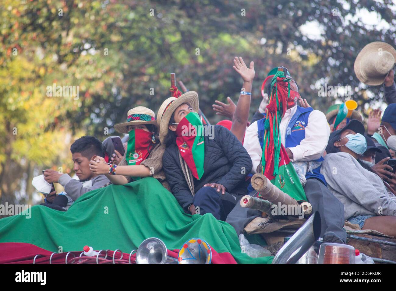 Bogota, Colombia. 18th Oct, 2020. Several indigenous people from the ...
