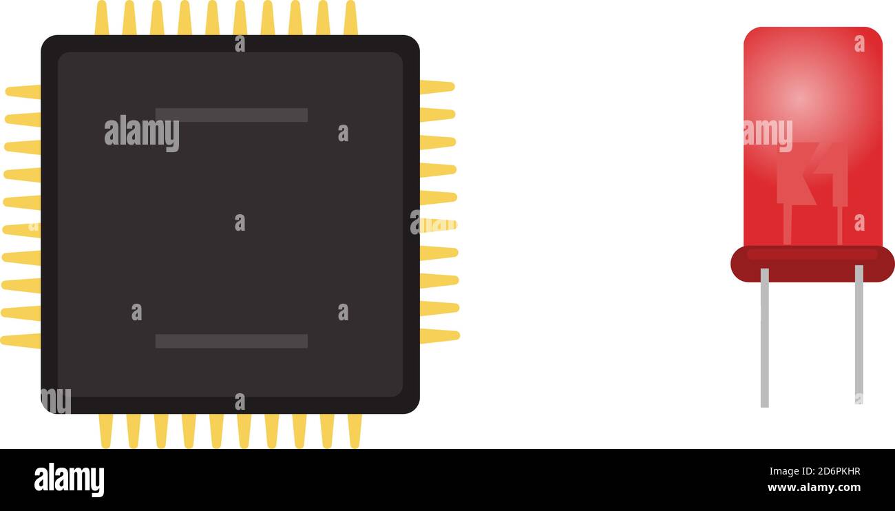 LED and processor ,illustration, vector on white background Stock ...