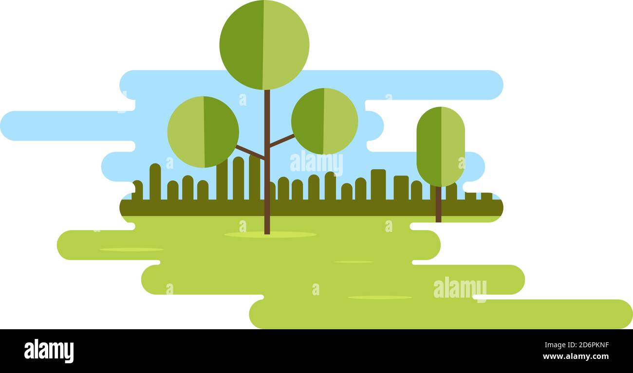 Green landscape ,illustration, vector on white background Stock Vector ...