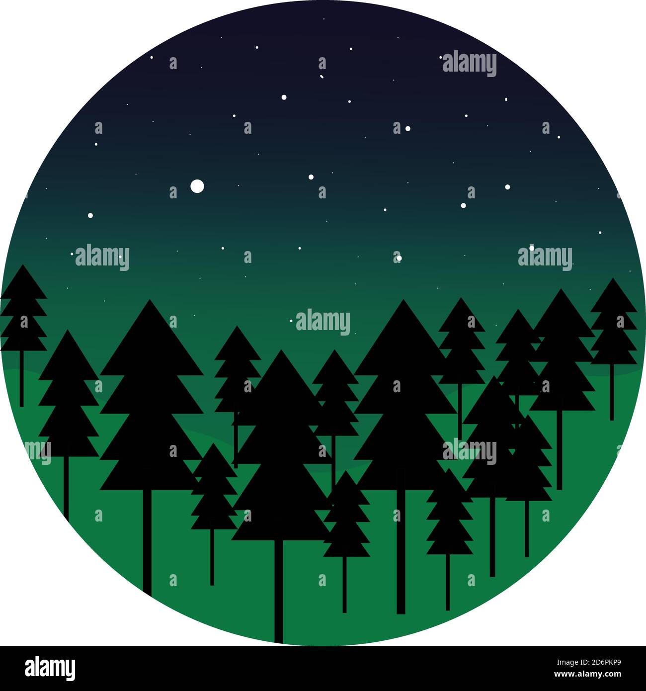 Forest in the night ,illustration, vector on white background Stock ...